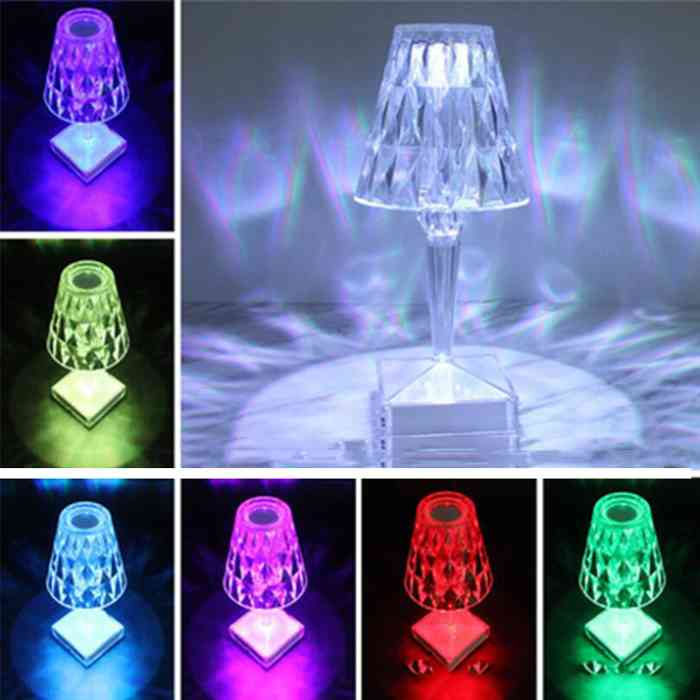 Crystal LED Diamond Table Lmap Desk Night Lights Rechargeable USB Touch ...